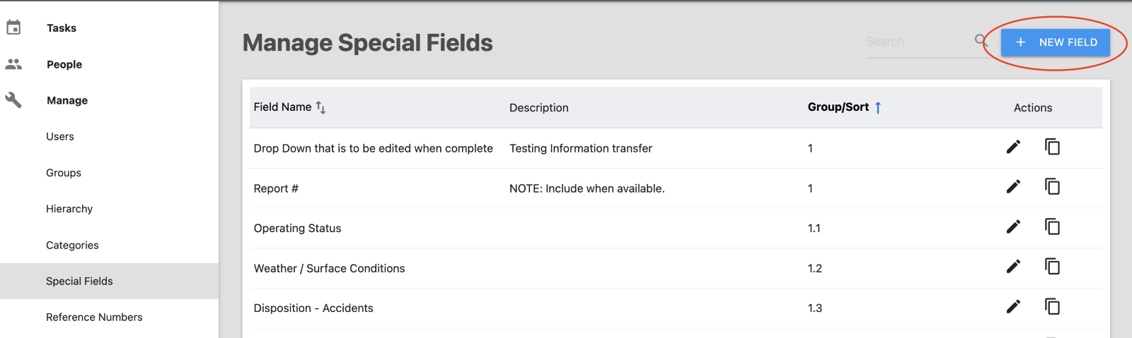 Guardian Tracking Next - Managing Special Fields